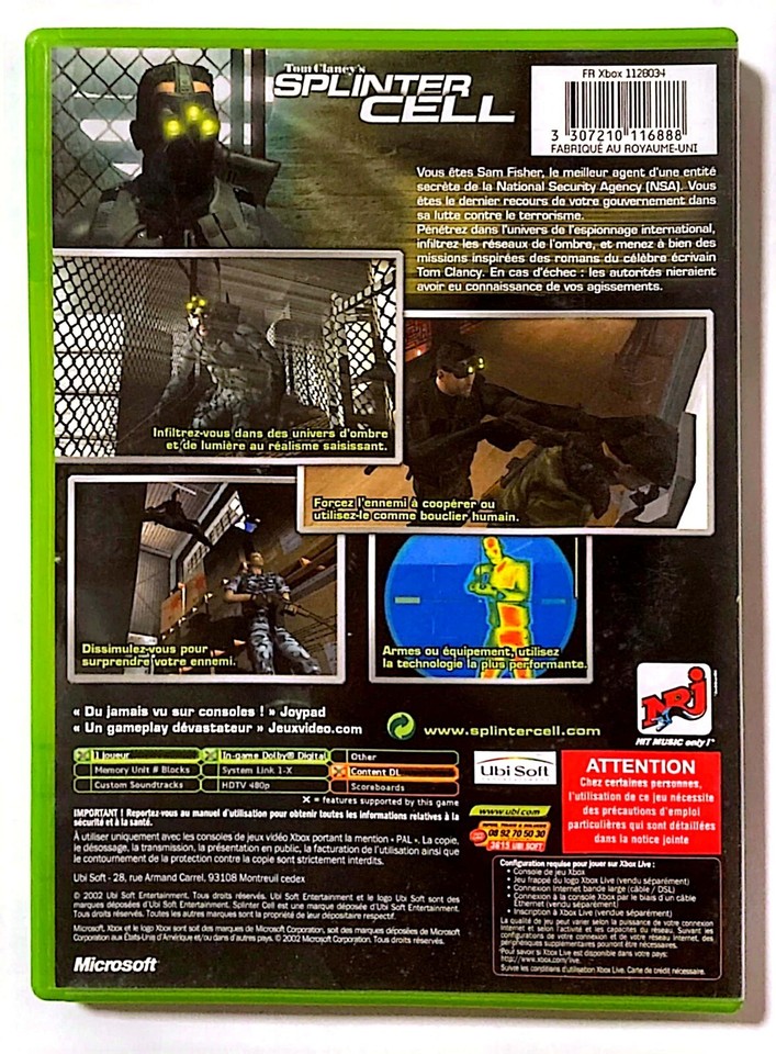 Tom Clancy's Splinter Cell (Microsoft Xbox) 8888510130 | eBay