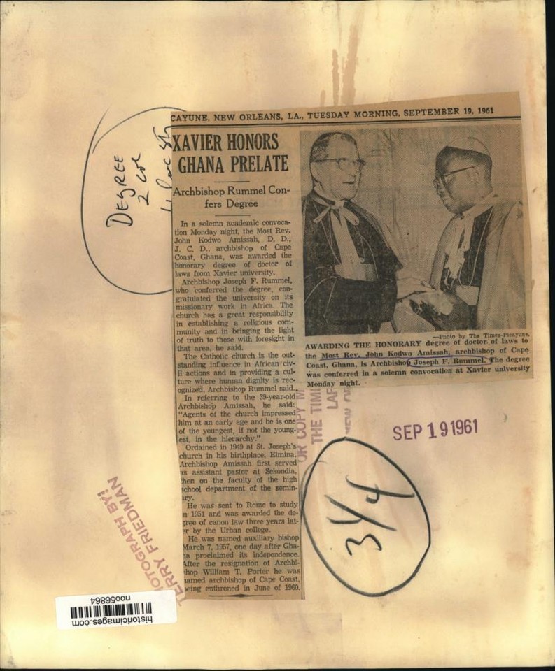 1961 Press Photo Most Reverend John Kodwo Amissah honored by Archbishop ...