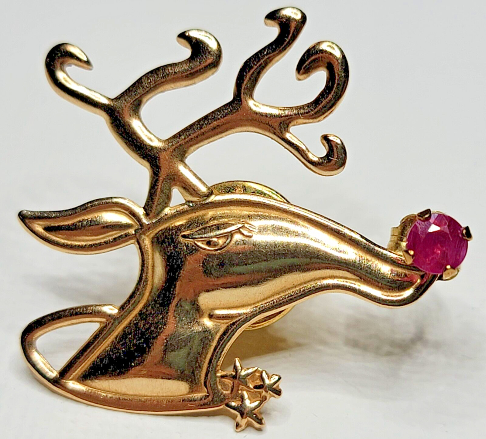 Vintage CCC 10K Solid Gold RUDOLPH Ruby Earring Red N… - Gem