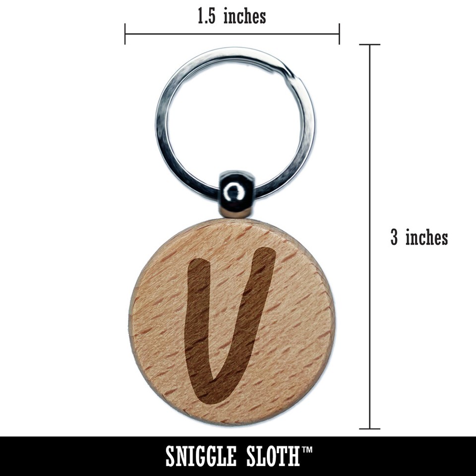 Letter U Uppercase Felt Marker Font Engraved Wood Round Keychain Tag ...