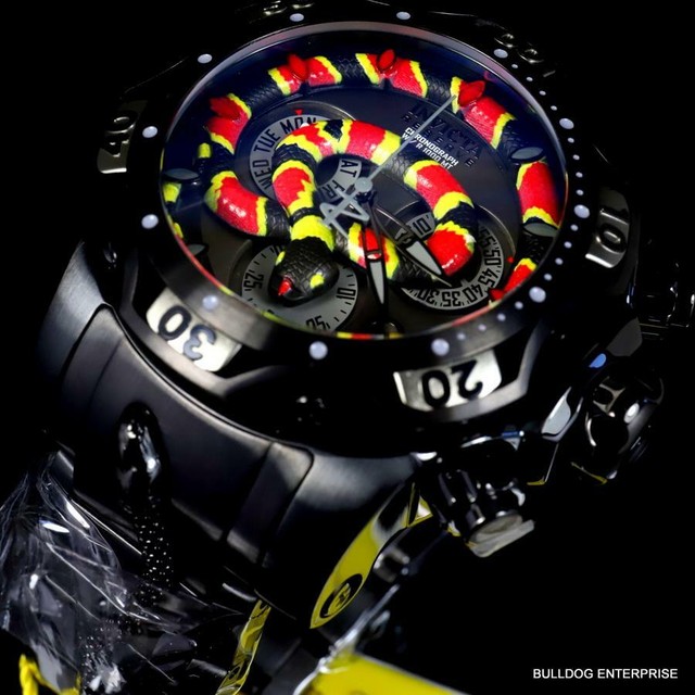 Invicta Men's 52mm Reserve King Venom Coral Snake Swiss Chrono Black SS ...