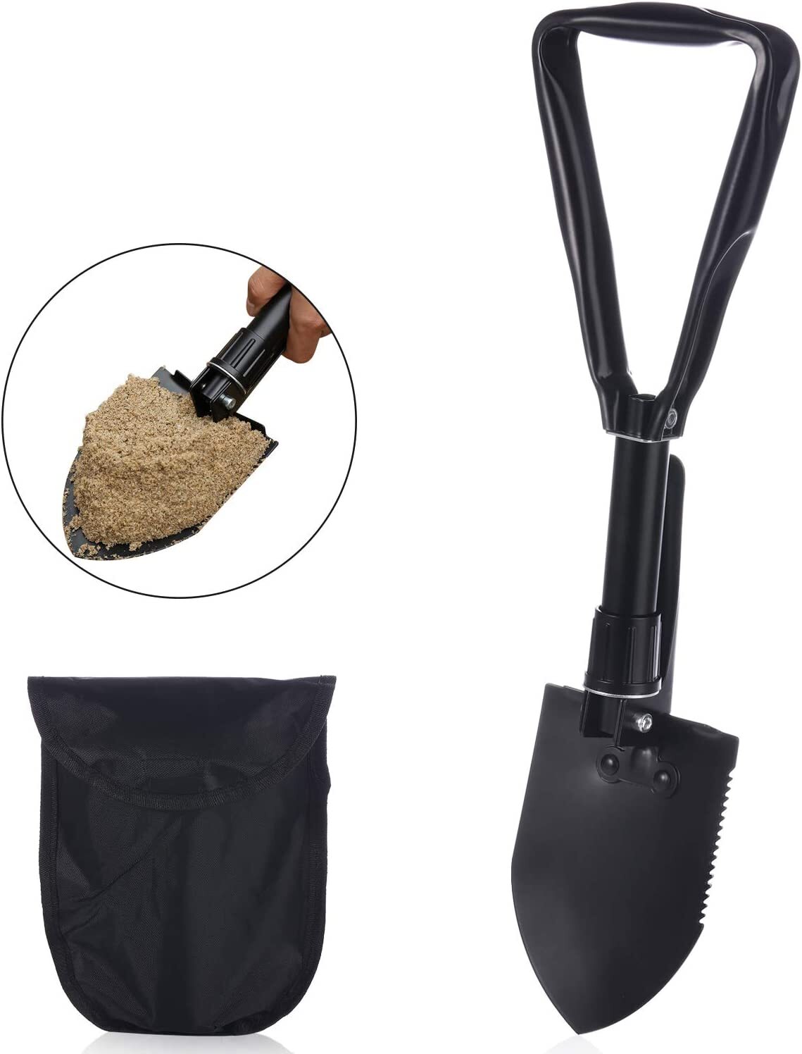 Tri-Fold Military Survival Camping Shovel Folding Portable Multi ...