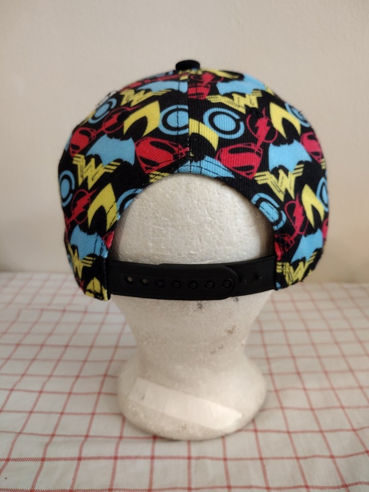 Justice League JL Cap Hat Black Adjustable Snapback Flat Bill DC Comics ...