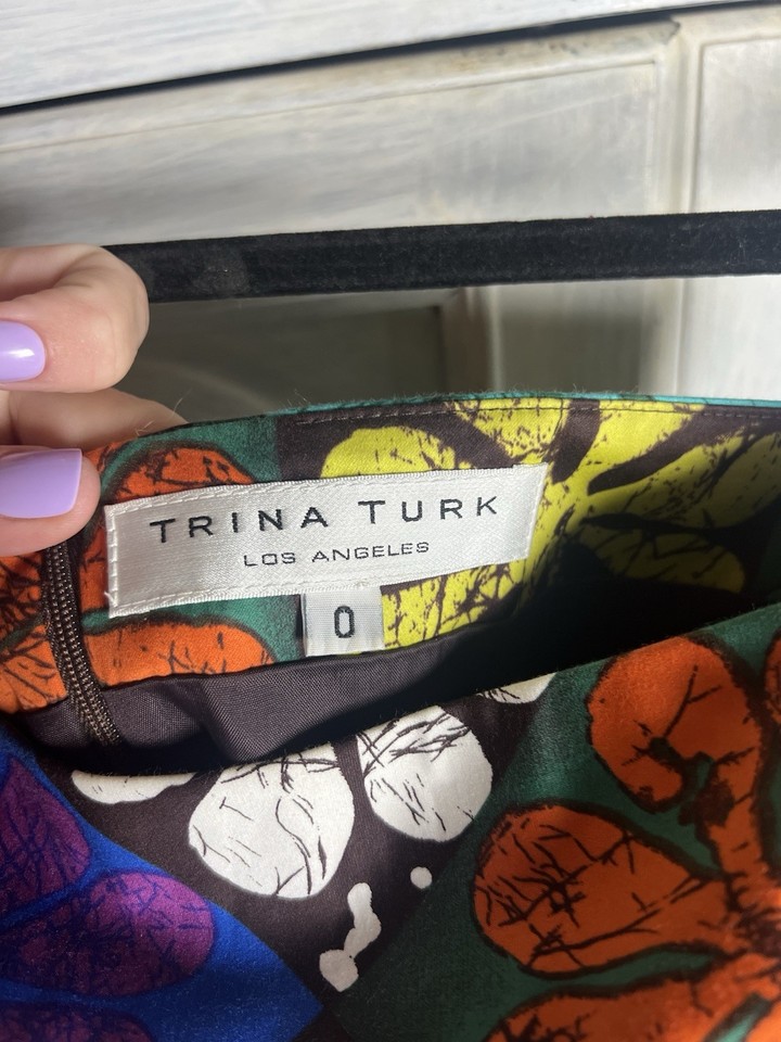 Trina Turk Retro Flower Power Mod Print Strapless Belted Mini Dress ...