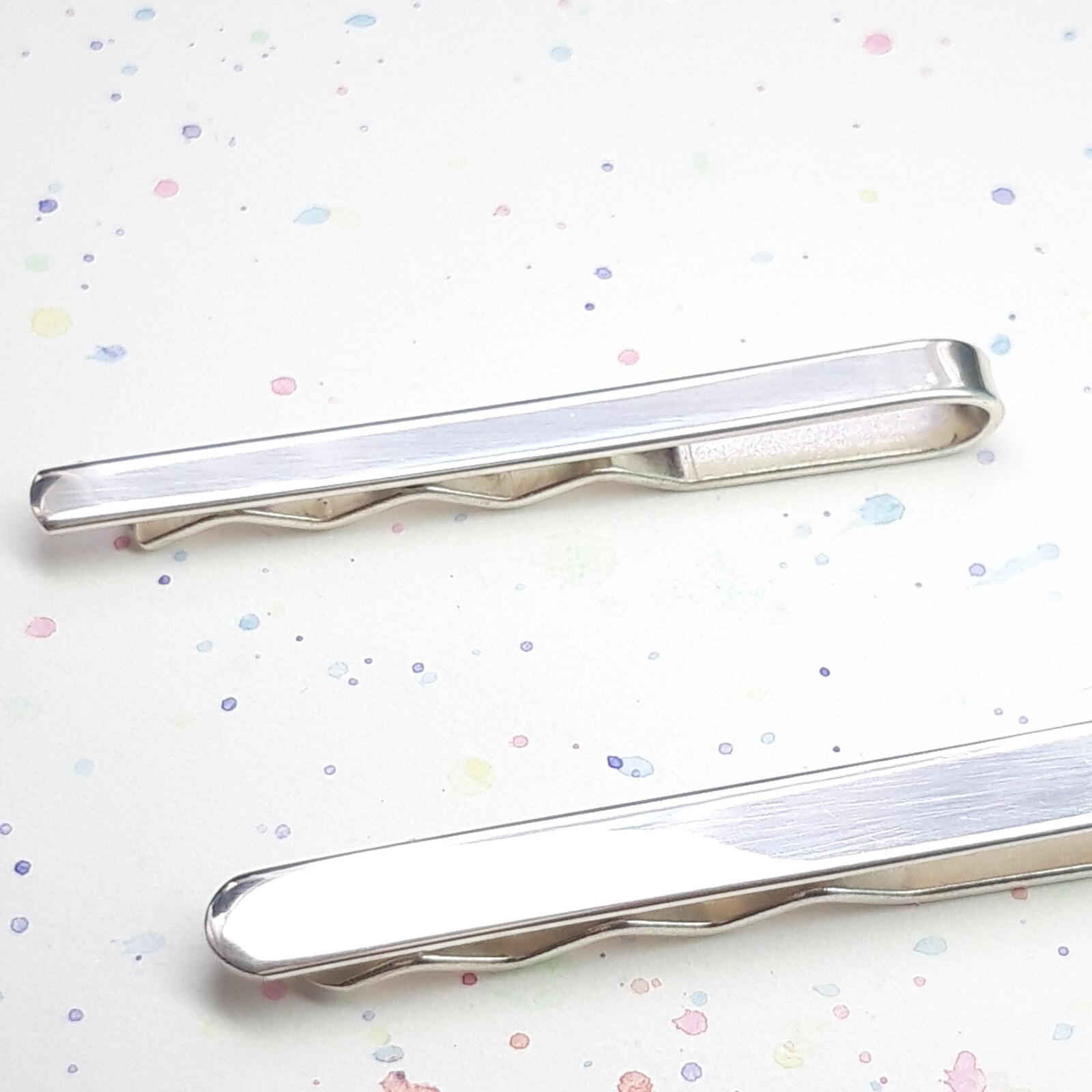 Solid Sterling Silver Plain Tie Slide Bar Clip 4mm or 6mm with Velvet ...