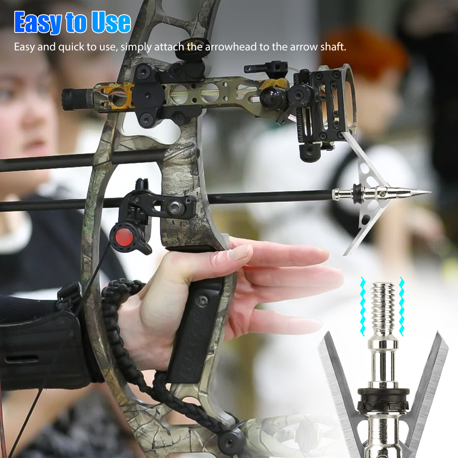 24Pcs 100Grains Archery Broadheads 2" Dia Expandable Hunting Arrowhead ...