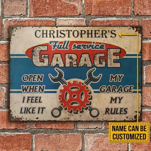 Custom Name Full Service Auto Mechanic Garage Rectangle Metal Sign ...