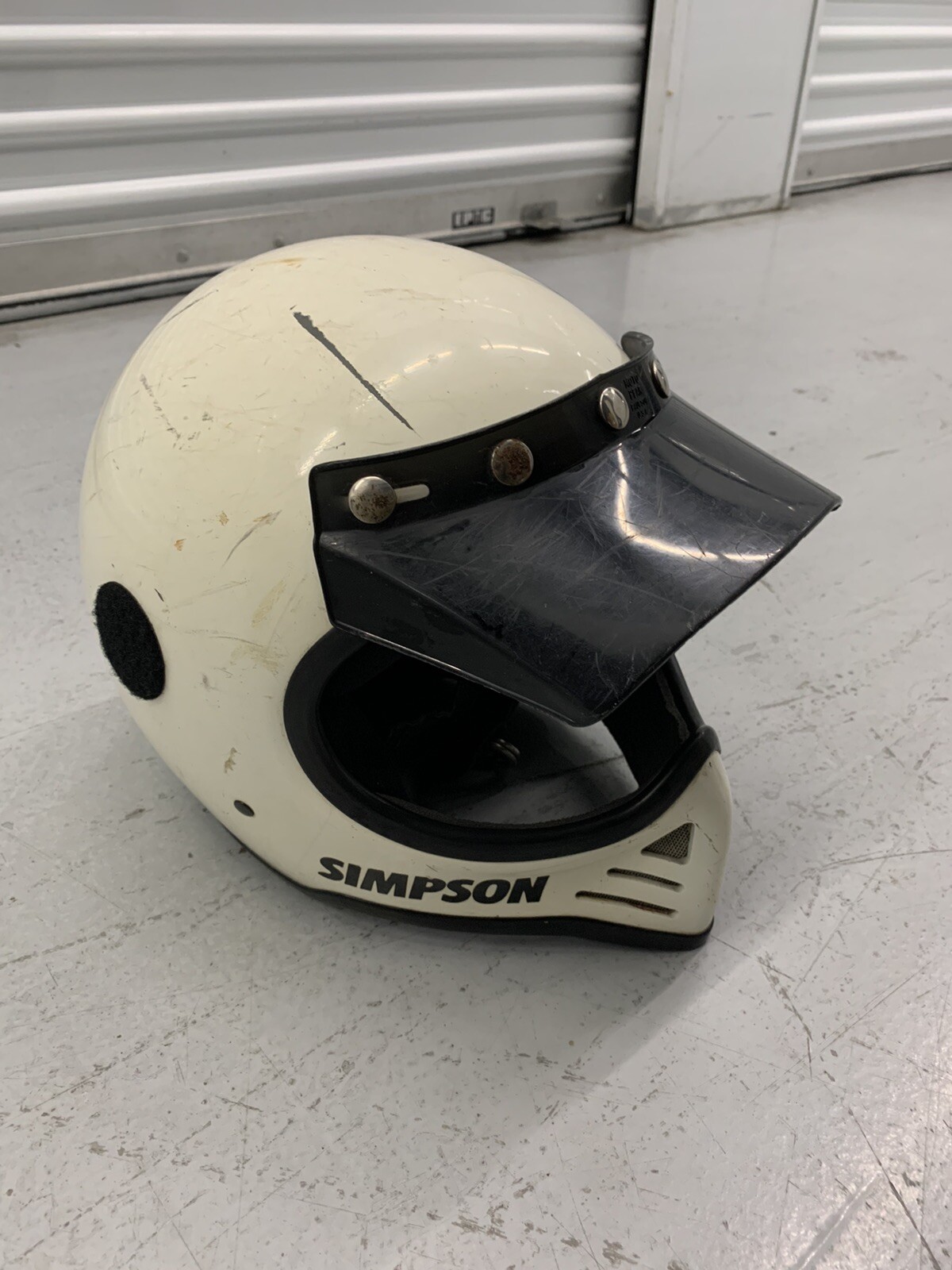 Vintage Simpson Full Face Moto Helmet 80s White With Visor Racing Cross ...