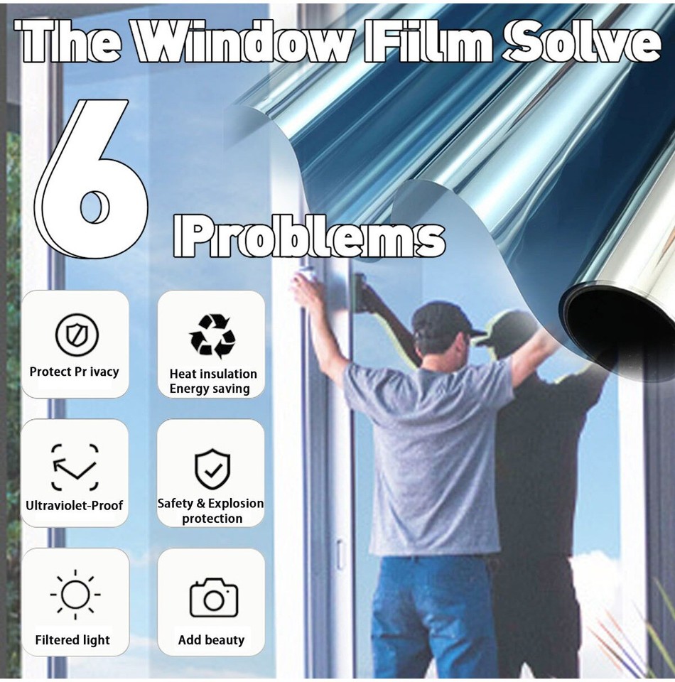 One Way Mirror Window Film Reflective Home Privacy Solar Tint Foil ...