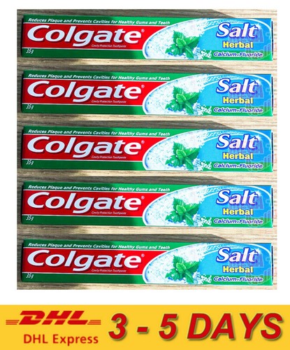 5 x Colgate Thai Herbal Salt Calcium Fluoride Cavity Protection 35 g ...