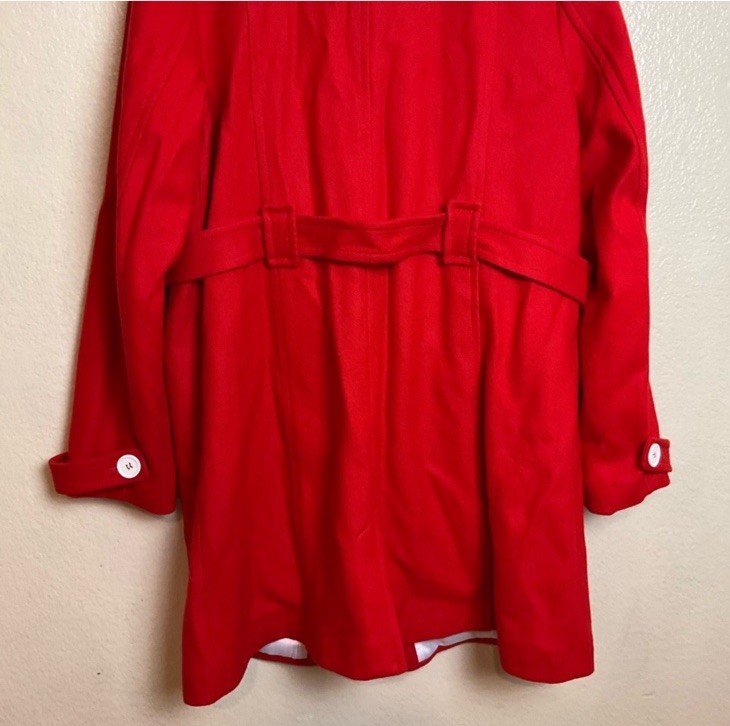 ModCloth Size Large Red Count Me In Wool-Blend Car Coat Pea Coat Trench ...