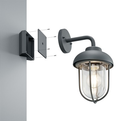 TRIO LIGHTING OUTDOOR CONCAVE CORNER WALL LIGHT MOUNTING BRACKET BLACK ...
