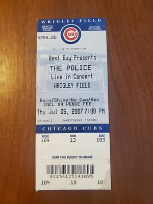 The Police Concert Ticket Stub July 5 2007 Wrigley Field Chicago Cubs ...