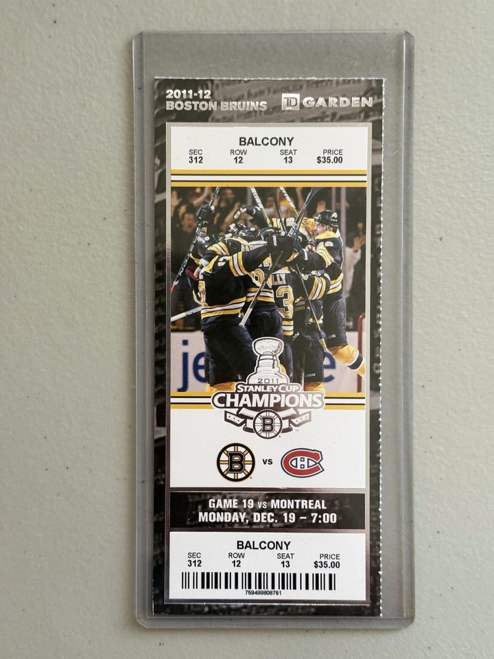 2011 BOSTON BRUINS MONTREAL CANADIENS Ticket Stub 12/19/11 Marchand ...