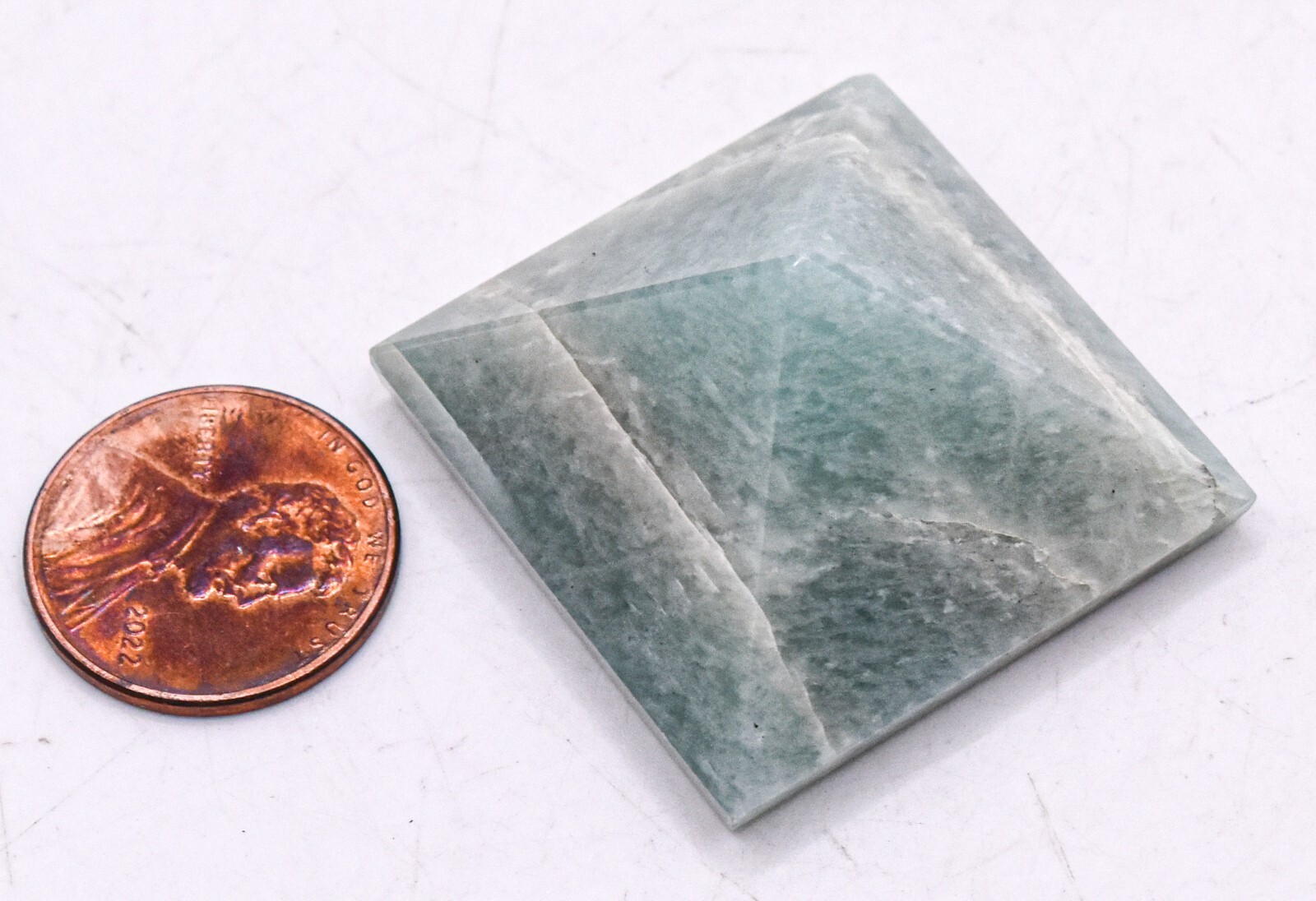 32mm 115ct Soft Green Amazonite Pyramid Natural Feldspar Gemstone ...