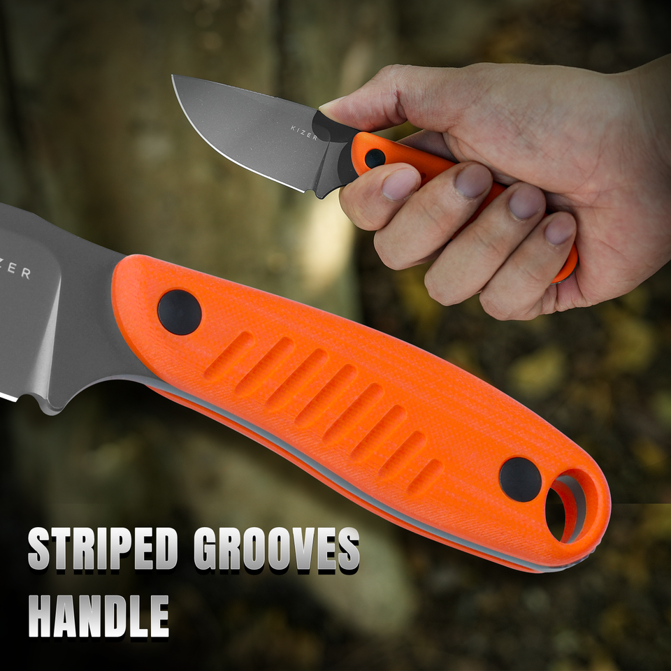 Kizer Hare Clip point Fixed Knife D2 Steel Orange G10 Handle with ...