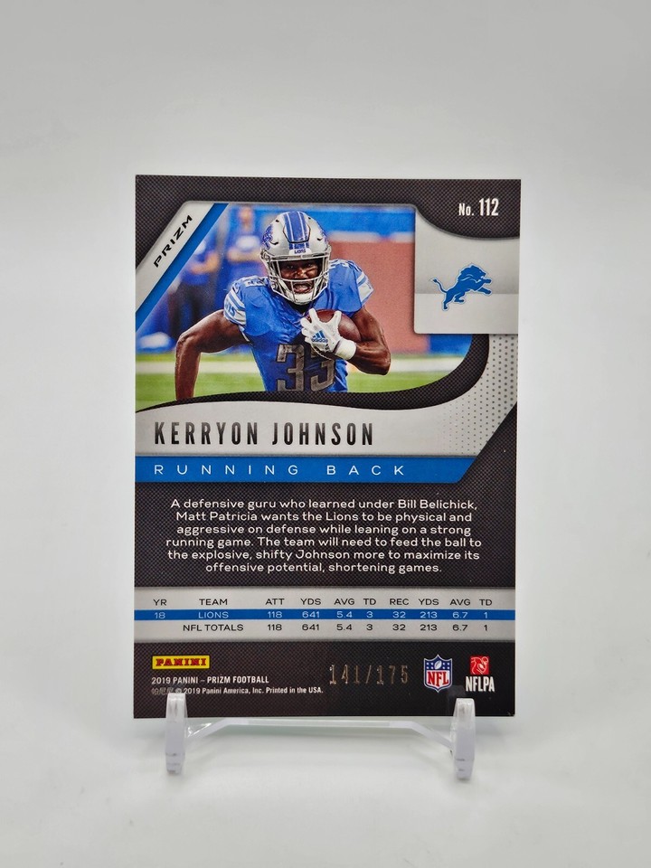 Kerryon Johnson /175 GREEN HYPER PRIZM 2019 Panini Prizm #112 Detroit ...