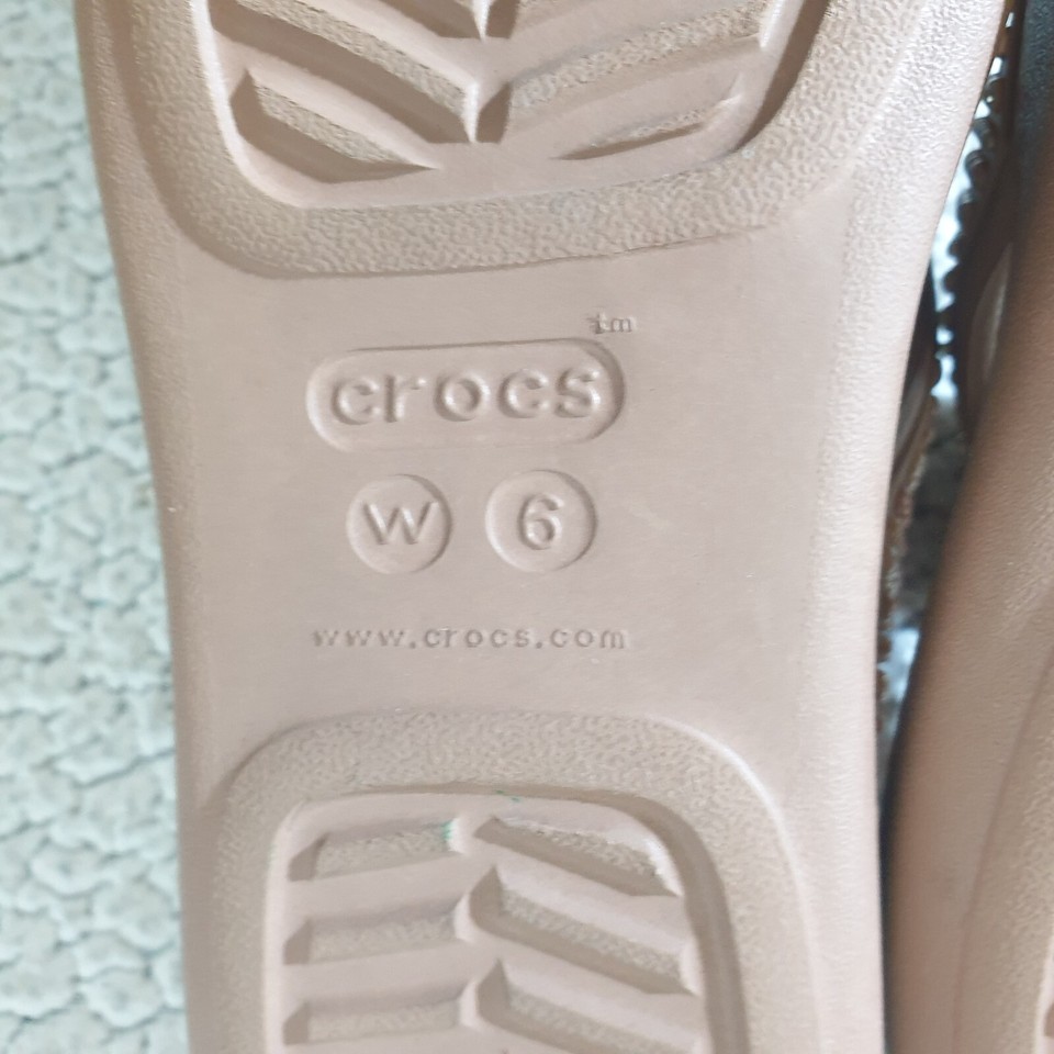 Crocs Womens Wedge Sandals Beige Rhinestones Open Toe Slides Synthetic ...