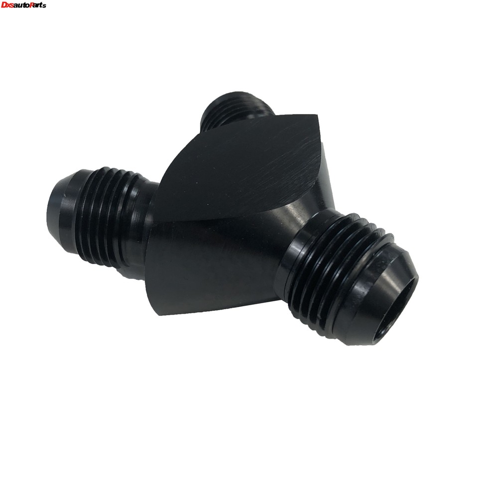 Y Block Fitting 10 AN x 8 AN x 8 AN Full Flow Black Anodized Aluminum ...