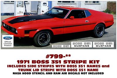 GE-799 1971 FORD MUSTANG - BOSS 351 COMPLETE STRIPE KIT and NAMES ...