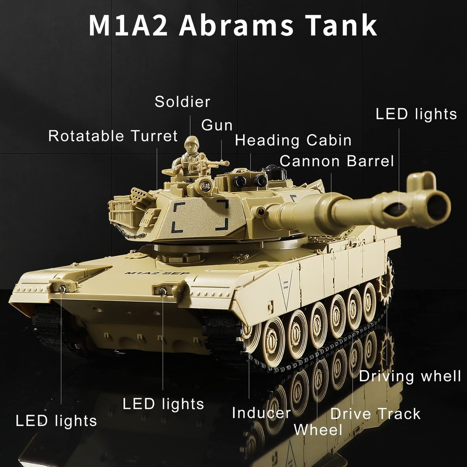 Remote Control Tank, RC US M1A2 Abrams Army Tank Toy, 2.4Ghz 9-Channel ...