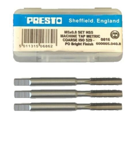 Presto M5 TAPS DIE M5 X 0.8 HSS 3PC Tap Set, First, Second, Plug Taps ...