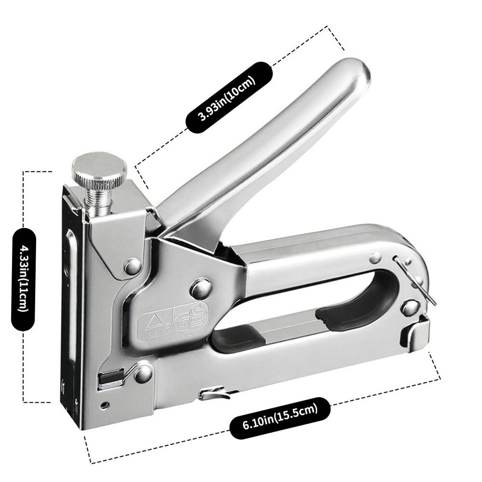 Heavy Duty 3 in 1 Hand Staple Gun Tacker Chromed with 600 Staples Tool ...