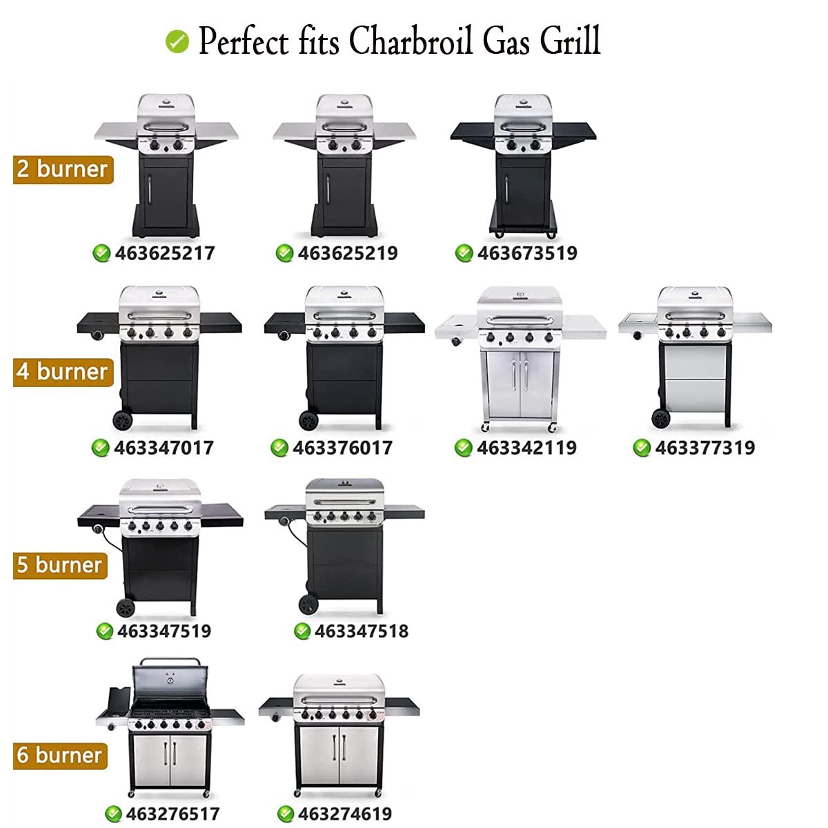 Grill Parts for Charbroil Performance 5 Burner 463347519 463347518, 475 ...