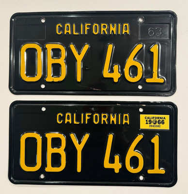 1963 California License Plates DMV Clear 1966 Mustang 1966 Chevy 1966 ...