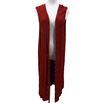 Coldwater Creek Rust Orange Long Duster Embroidered Boho Artsy Plus ...