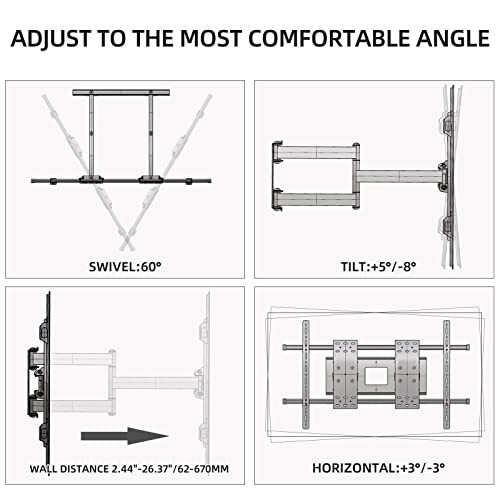 98 100 TV Wall Mount 86 90 105 110 120 inch Full Motion Bracket Large ...