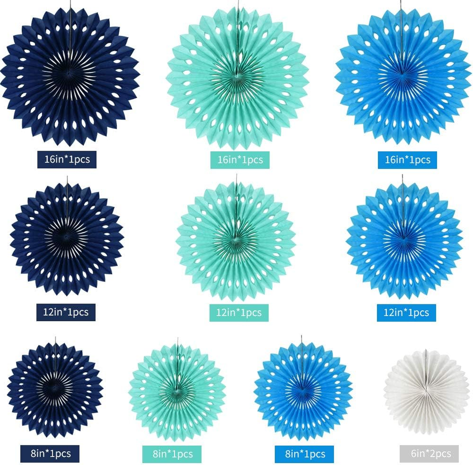 Blue White Hanging Honeycomb round Paper Fans Decoration Kit for Baby ...