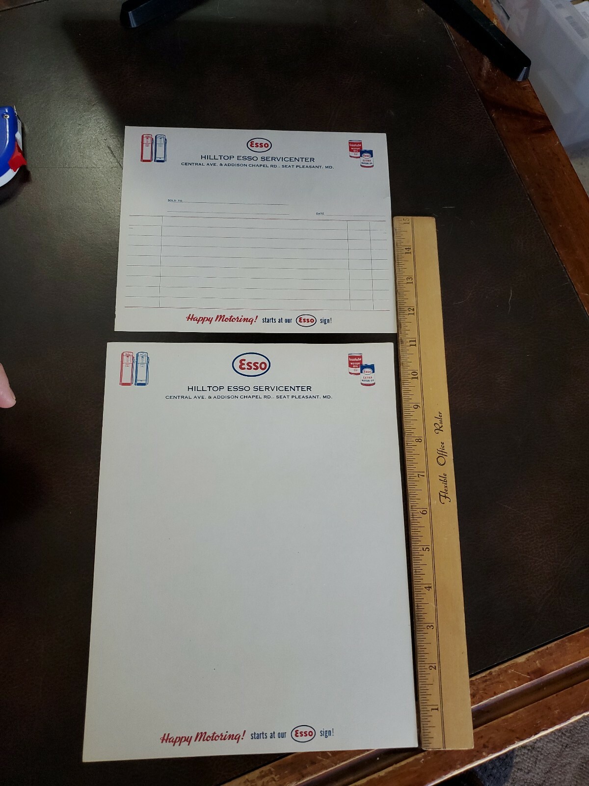 Vtng 2pc Seat Pleasant Md. Hilltop Esso Servicenter Letterhead Gas ...