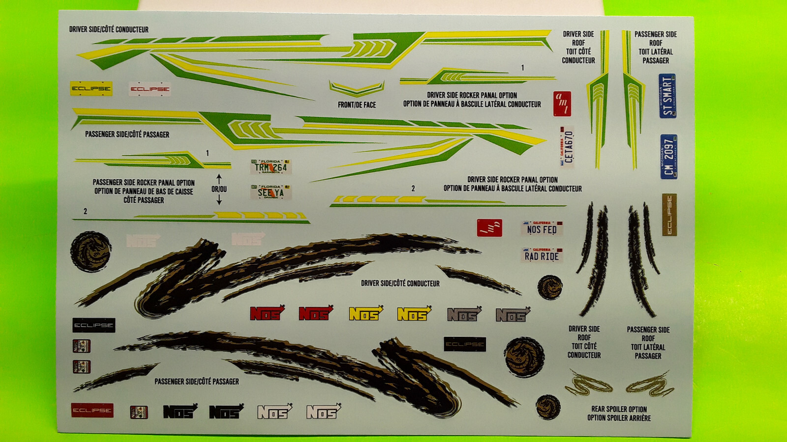 1995 Eclipse 1/25 Decal Sheet NOS Florida Vanity License Plate Fast ...