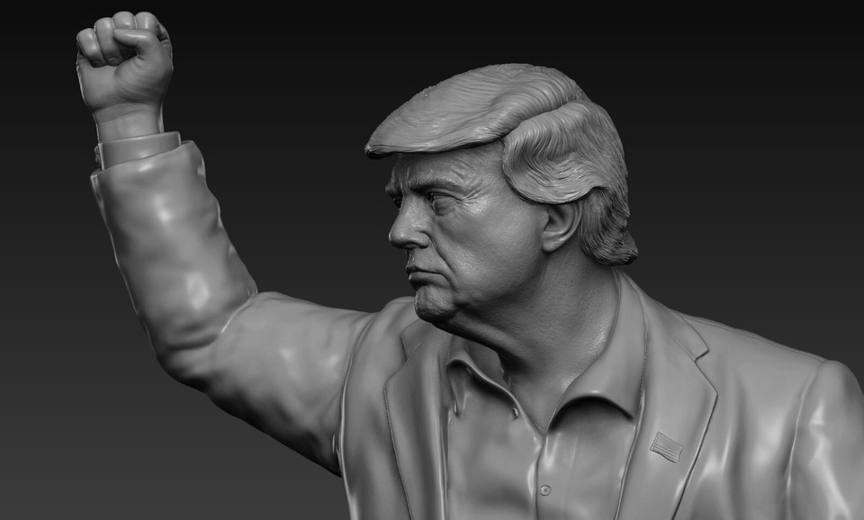 Donald Trump Fist Pump Fight Marble 3D Print Statue PA Shooting DJT ...