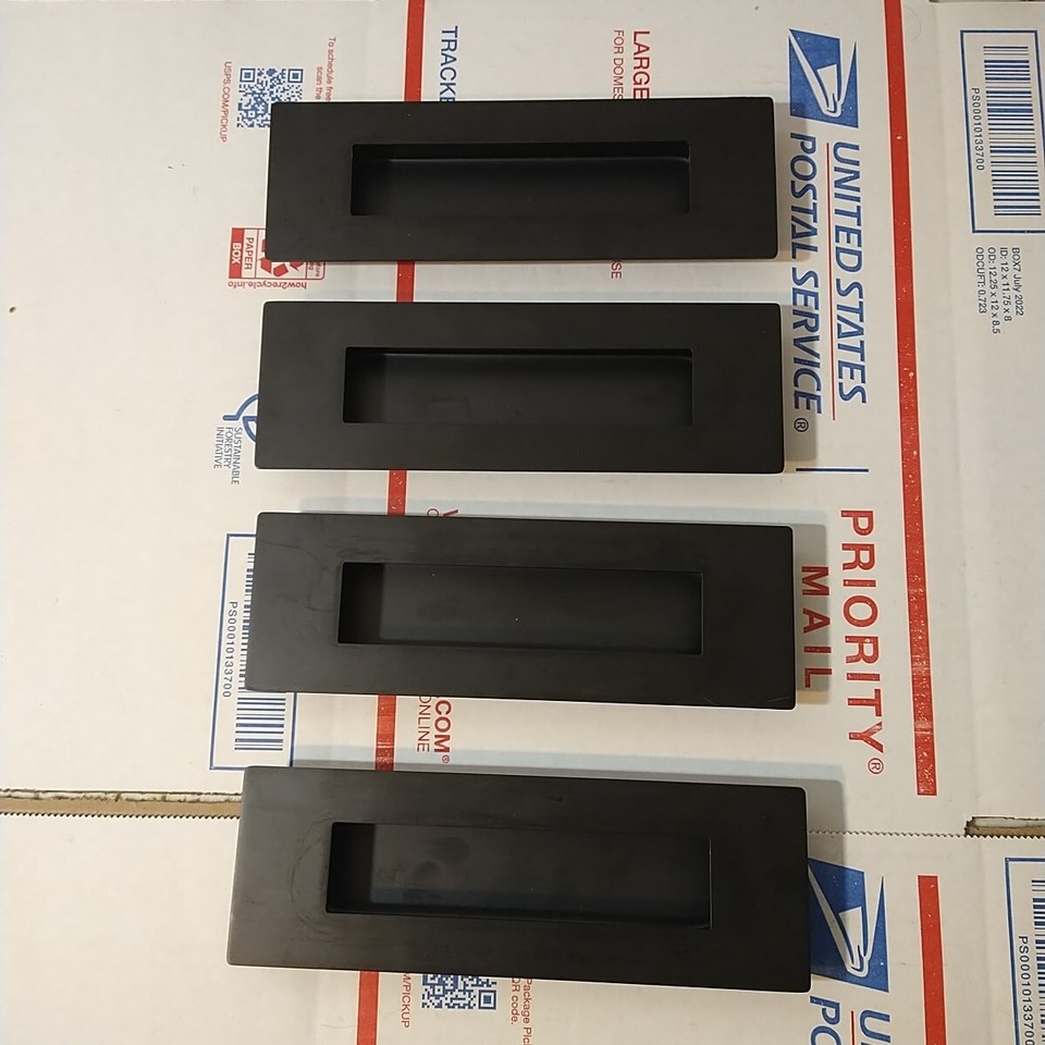 4 Pack Sliding Closet Door Handles Black Flush Pulls 7in Recessed ...