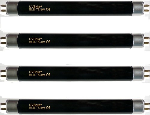 UVBrite® 4 x BLB-T5/4W 4 Watt Ultraviolet Black Light Bulb for UV Money ...