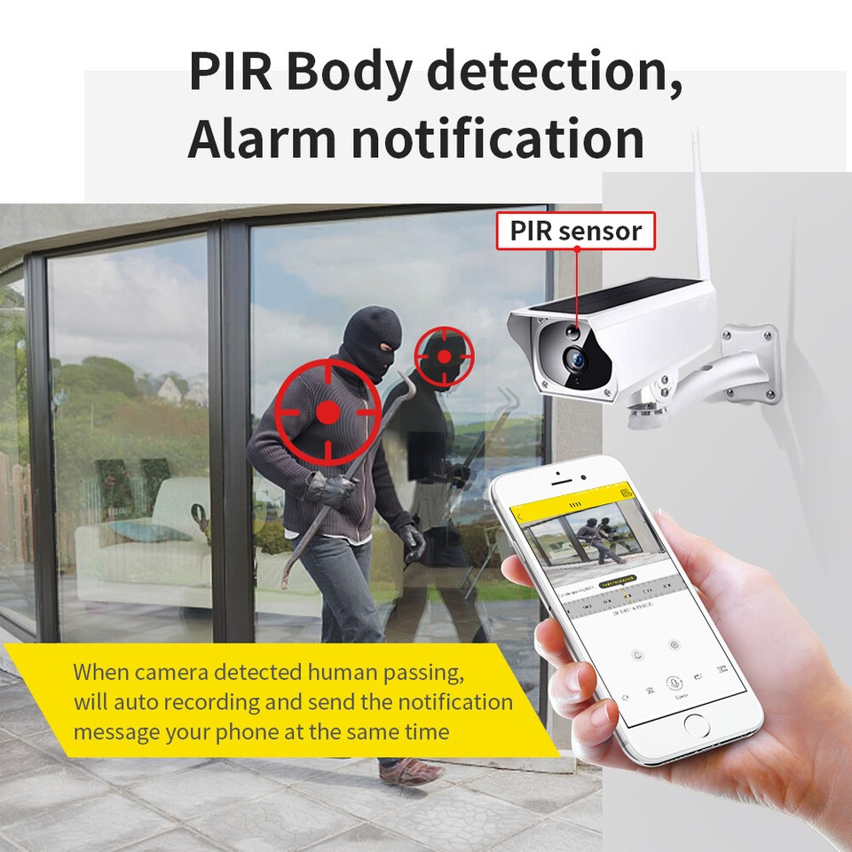 Outdoor 1080P Solar Powered Security Energy Camera Wireless WiFi IP ...