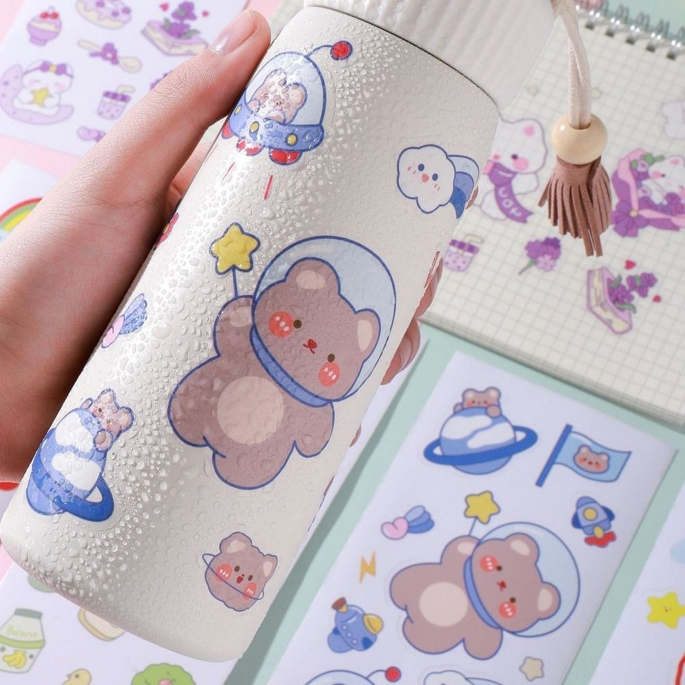 DIY Cartoon Stickers Waterproof Water Bottle Decor Cute PVC Stickers ...