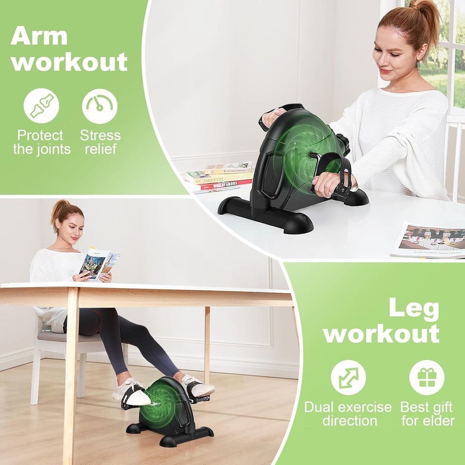 Mini Exercise Bike Under Desk Pedal Exerciser w/ LCD, Adjustable ...