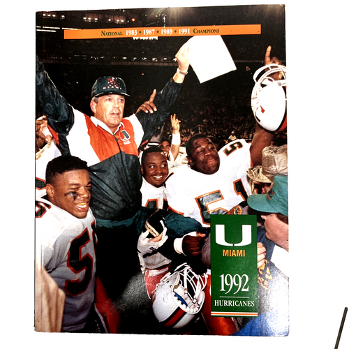 MIAMI HURRICANES FOOTBALL 1992 RARE MEDIA GUIDE VINTAGE/COLLECTIBLE LN ...