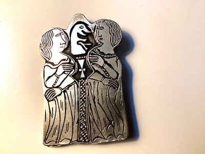 MMA Pin with Medieval Women and a Critter Signed Condition very good ...