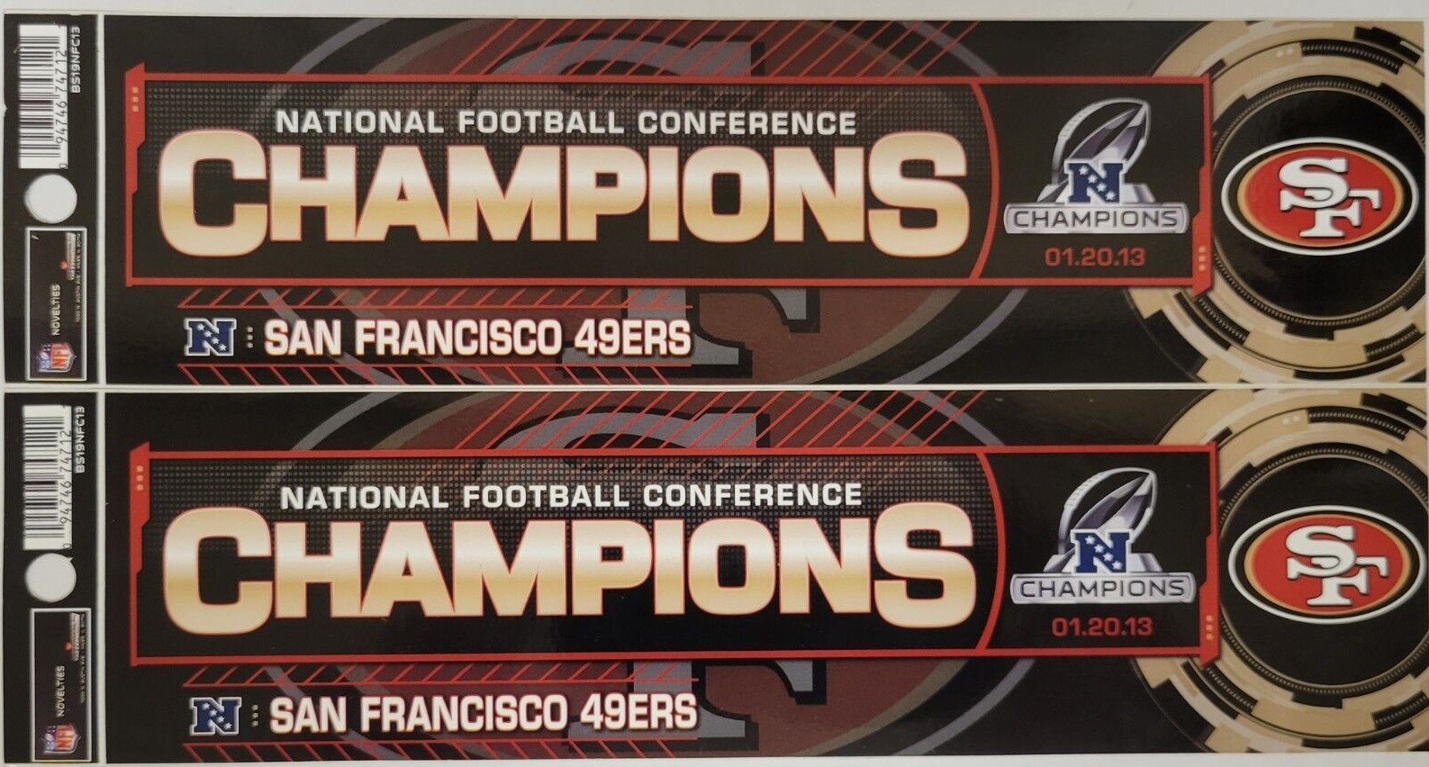 NFL San Francisco 49ers Bumper Sticker, New (Lot of 2) 2012 NFC ...