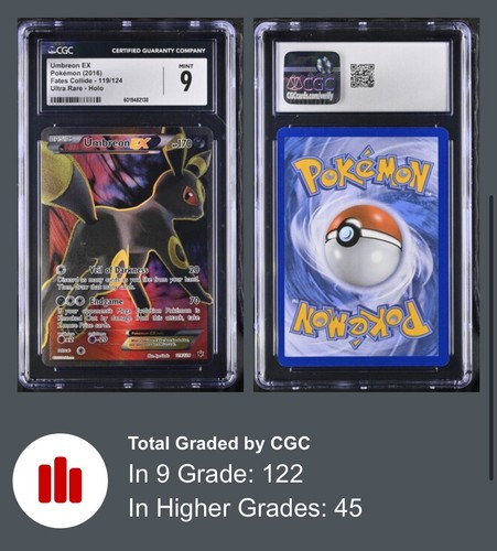 Pokemon Fates Collide 119/124 Umbreon EX Full Art 2016 Ultra Rare CGC 9 ...