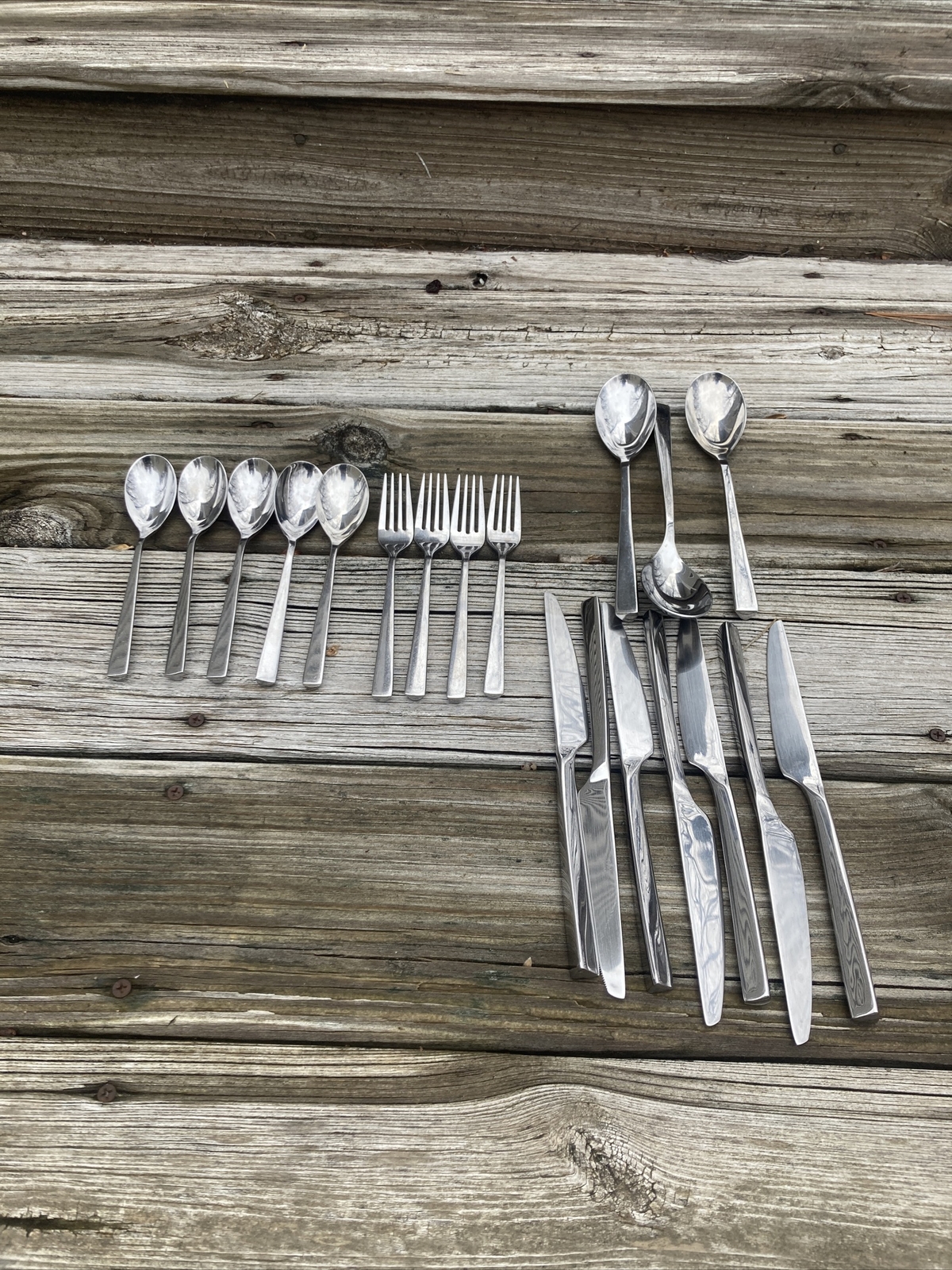 Towle FACETS 19 Piece Flatware Silverware Set Triangle Shaped Handle | eBay