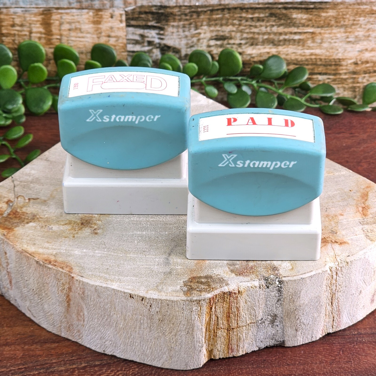 Vintage X Stamper Faxed and Paid Ink Stamp Red Office Supplies Working ...