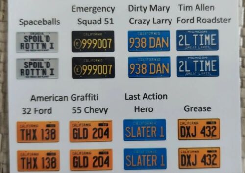 Movie & Series 1:24 1:25 scale water slide license plate decals white ...
