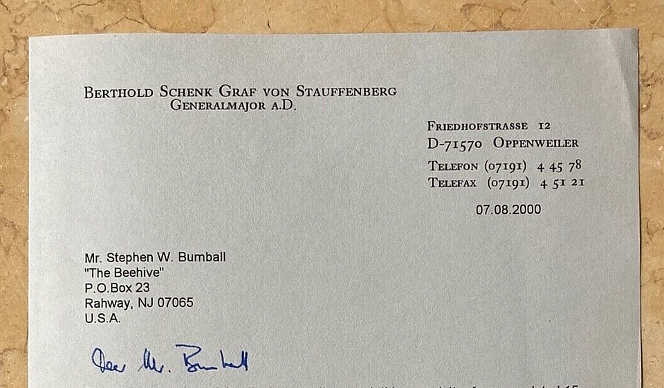 RARE! WW2 GERMAN COL. CLAUS VON STAUFFENBERG 'S SON BERTHOLD ...