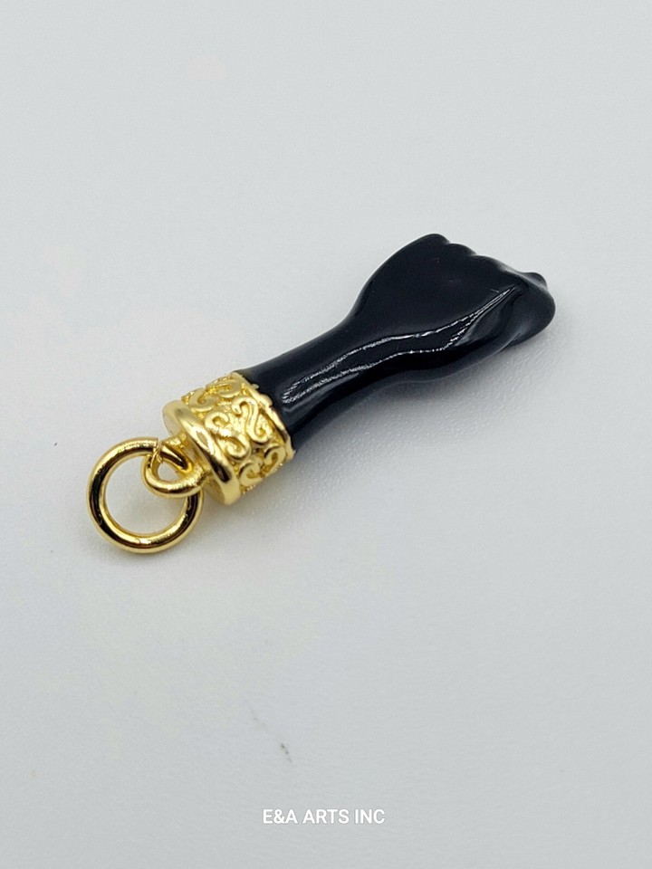 New Black Hand Azabache Charm/Pendant Gold Plated (Azabache Mano) | eBay
