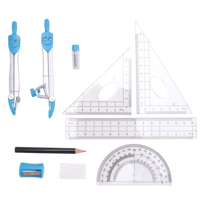 Geometry Compass Set 10Pcs School Maths Protractor Set Rulers for ...